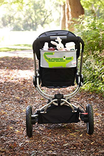 3 Sprouts Universal Stroller Organizer with Cup Holder - Durable Stroller Caddy Accessory for Storage, Stroller Bag, Crocodile