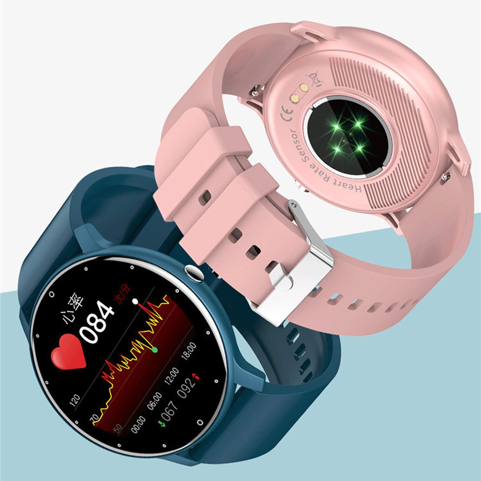 IVOBUY Men's and Women's Smart Watch ZL02 Fitness Tracker Compatible with Android and iOS Systems (Color : Black)