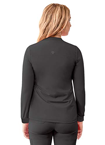 Adar Addition Scrubs for Women - Zippered Bomber Scrub Jacket - A6200 - Pewter - S