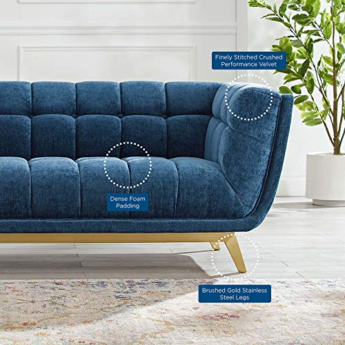 Modway Bestow Tufted Crushed Performance Velvet Sofa in Navy