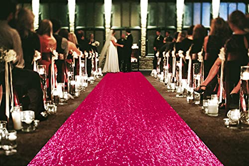 Aisleย Runnersย forย Weddings Hot Pink 2FTx15FT Sequin Aisle Runner Fuchsia Bridal Aisleย Runner 15FT Carpet Runner Outdoor Aisle Runner for Wedding Ceremony