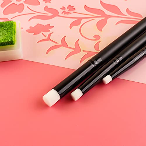 12Pcs Detailed Ink Blending Brushes for Card Making, Ink Blending Brushes Background Blender Paintbrush Art Blending Tool for Card Making Small Detailed Paint Brushes 2 KindsBrush Heads Angled/Flat