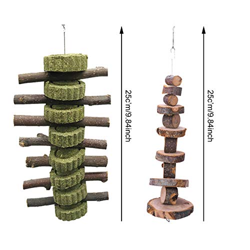 Fansisco Rabbit Chew Toys, Natural Apple Wood and Drying Grass Cake and Activity Balls for Rabbits, Chinchillas, Guinea Pigs, Hamsters Chewing Playing Improve Dental Health (style1)
