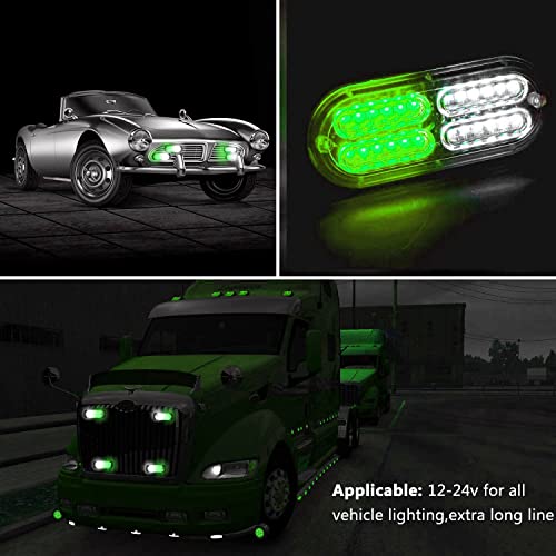 12-24V 20-LED Super Bright Emergency Warning Caution Hazard Construction Waterproof Amber Strobe Light Bar with 32 Different Flashing for Car Truck SUV Van - 4PCS (White Green)