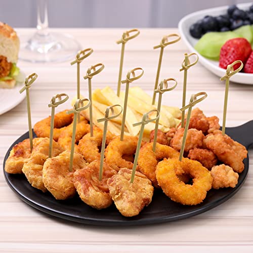 200 PCS Cocktail Picks, 4.7 Inch Toothpicks for Appetizers, Natural Bamboo Knot Skewers, Mini Food Sticks, Fancy Tooth Picks for Drinks,Fruit,Charcuterie,Cocktail Garnish Accessories, Party Supplies