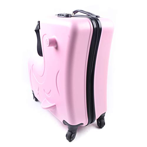 20" Spinner Luggage Kids Ride-On Roll Suitcase Luggage Bags Wheeled Trolley Luggage Waterproof (Pink)