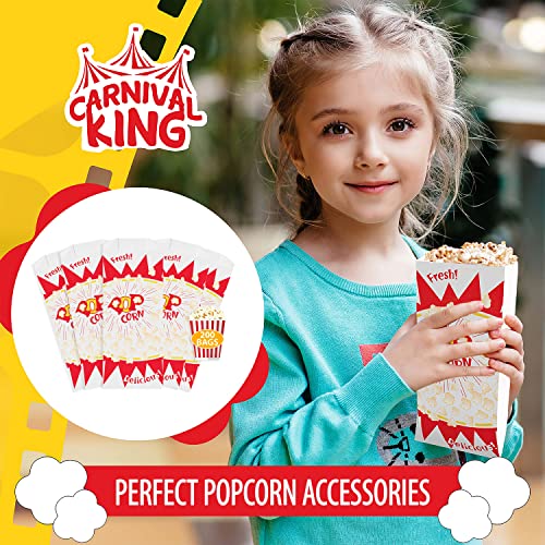 200 Popcorn Bags, Popcorn Machine Supplies Set, 1 oz Grease Resistant Paper, Popcorn Bags for Popcorn Machine, Grease Resistant, Carnival Themed, Made in The USA