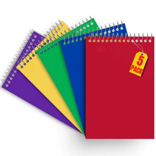 1InTheOffice Wirebound Memo Pads, 4" x 6", College, Assorted, 50 Sheets/Pad, (5 Pads)