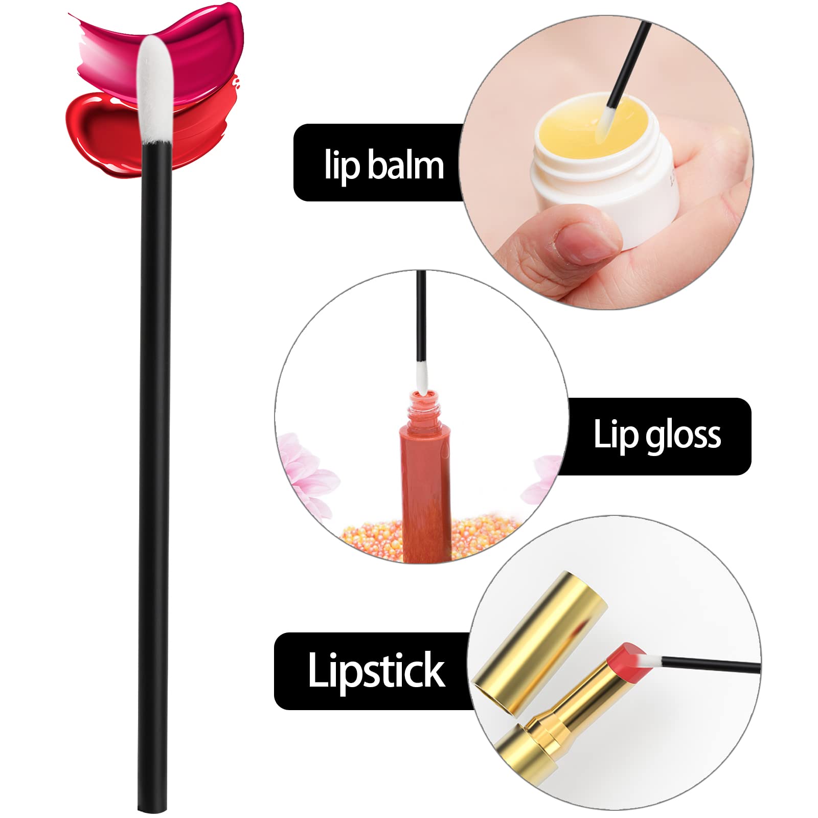 200pcs Disposable Lip Applicators Lip Makeup Brushes Lip Gloss Applicators Lipstick Wands Beauty Tool Kits