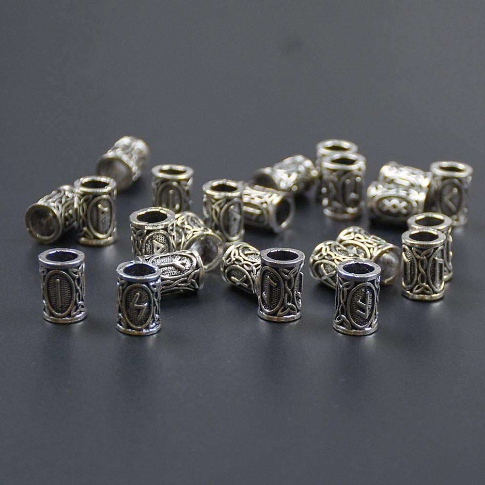 24 PCS Viking Hair Beads Beard Hair Beard Beads 6 PCS Pull Hair Pin Quick Beader 100 PCS Black Rubber Bands and a Bag