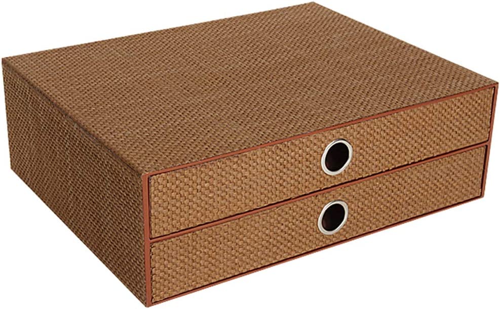 File cabinets LITING Drawer Type Desktop Woven Paper Multi-Layer Bookcase Finishing Desk Shelf (Color : Coffee Color)