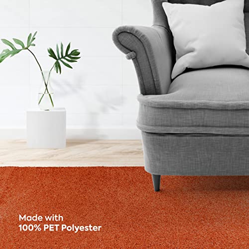 Furnish my Place Modern Plush Solid Color Rug - Orange, 2' Round, Pet and Kids Friendly Rug. Made in USA, Area Rugs Great for Kids, Pets, Event, Wedding