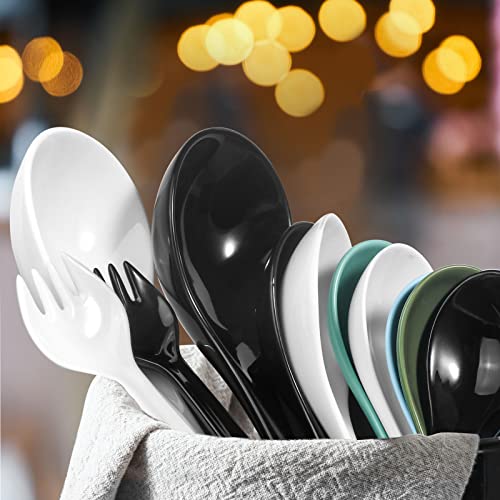 Artena Bright White 6.75 inch Asian Soup Spoons Set of 6, Ultra-fine Porcelain Tablespoon, Chinese/Japanese Kitchen Soup Spoons for Cereal, Small Spoons for Ramen Pho - Deep Oval Hook Design