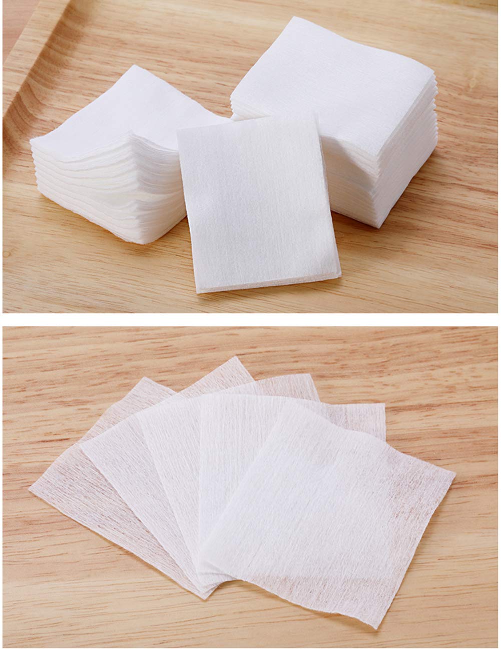1000 PCS Thin Makeup Facial Cotton Pads, Square Facial Lips Eyes Makeup Remover Pads, Nails Polish Remover Cotton Pads, Non-Woven, Soft, Lint Free