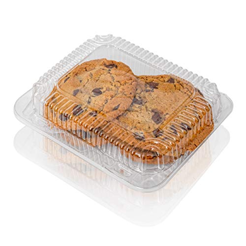 Clear Plastic Hinged Food containers - Sturdy Disposable Bakery Lid Cookie Container Boxes - 7βx 6βx2β (40)