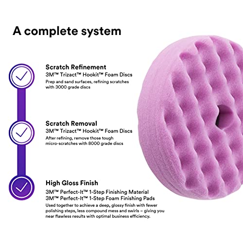 3M Perfect It 1 Step Foam Finishing Pad, 33034, Quick Connect, Surface Buffing, Collision Repair, High Gloss Polish, 6 in