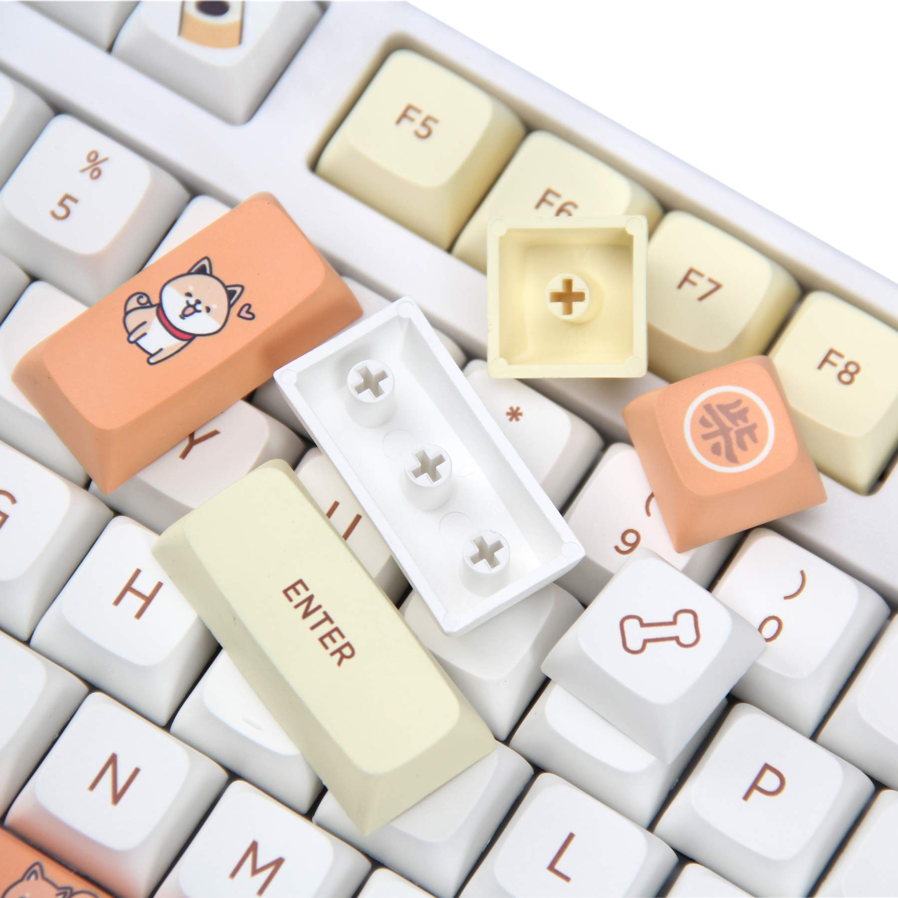 139 Keys Set XDA Profile Custom Keycaps PBT Dye Sublimation ANSI Layout Keycaps Set for Gateron Kailh Cherry MX Switches Mechanical Gaming Keyboards (Shiba Inu with English Characters)