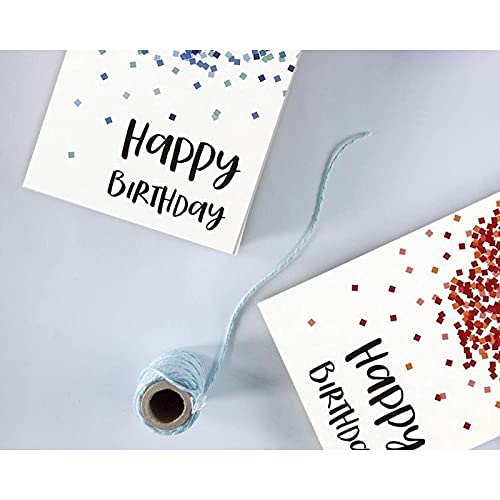 48 Pack Birthday Cards Bulk, 6 Assorted Confetti Designs with Envelopes, 4x6