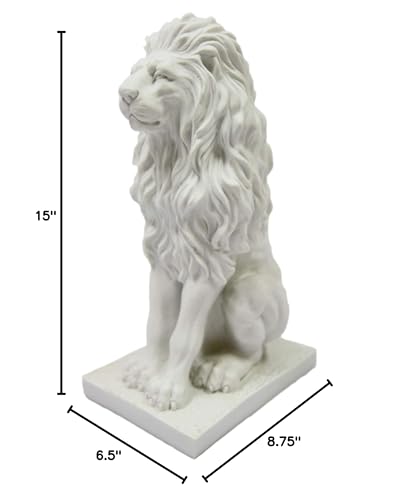 15" Sitting Down Aggressive Lion Statue Figurine Figure Vittoria Collection Made in Italy Indoor Outdoor Garden