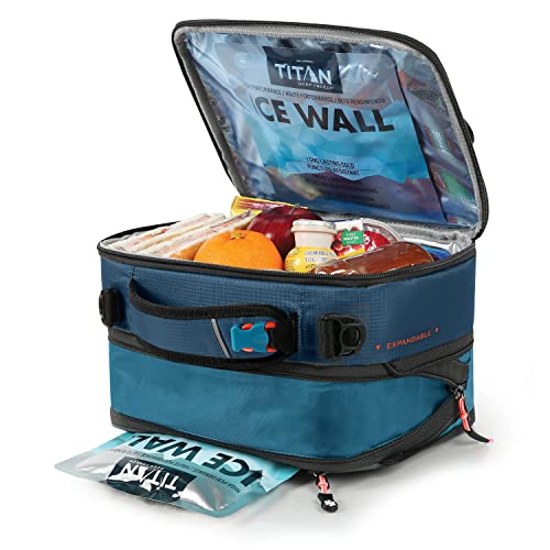 Arctic Zone Titan Deep Freeze Fridge Cold Expandable Insulated Horizontal Lunch Pack with 2X 250g High Performance Ice Walls, Blue