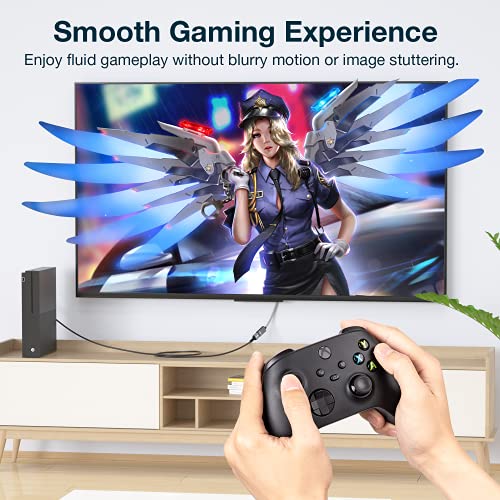ULT-WIIQ 90 Degree HDMI Extension Cable, 4K HDMI Male to Female Nylon Braided Right Angle Extender Cable, Support 4K@60Hz, 3D, HDCP 2.2 & HDR for HDTV, PS5, PS4, Xbox One, Blu-ray Player, 1FT