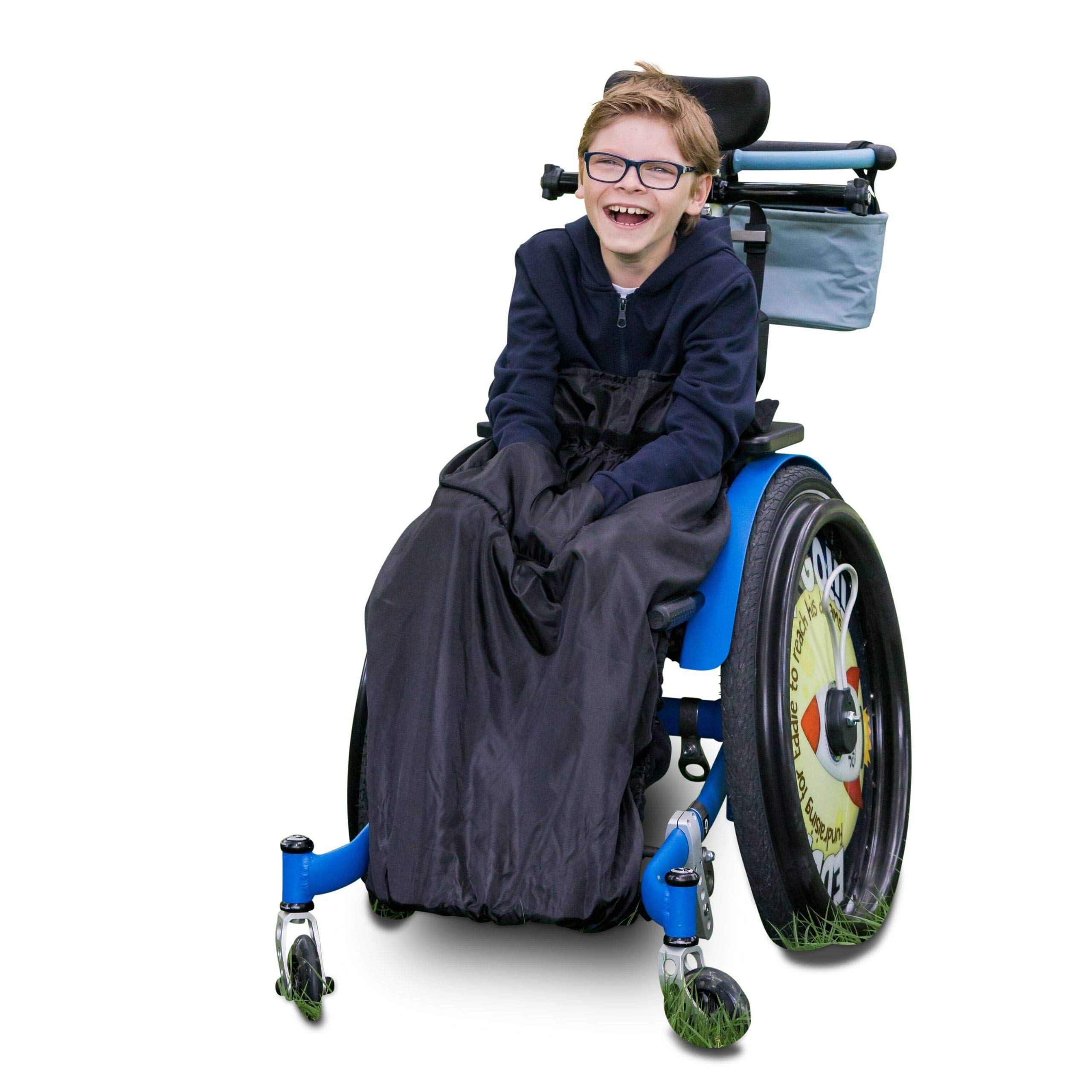 100% Waterproof Fleece-Lined Wheelchair Cozy Wheelchair Blanket | Universal fit for wheelchairs and Special Needs Buggies | Child Size (Gray Elephant)