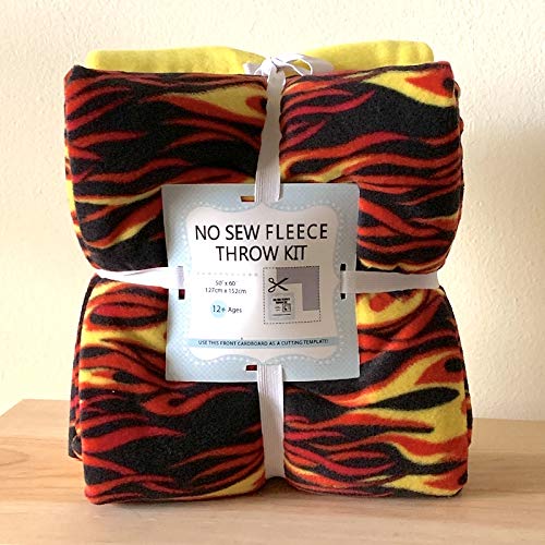Flames Anti-Pill No-Sew Throw Fleece Fabric Kit (50x60)