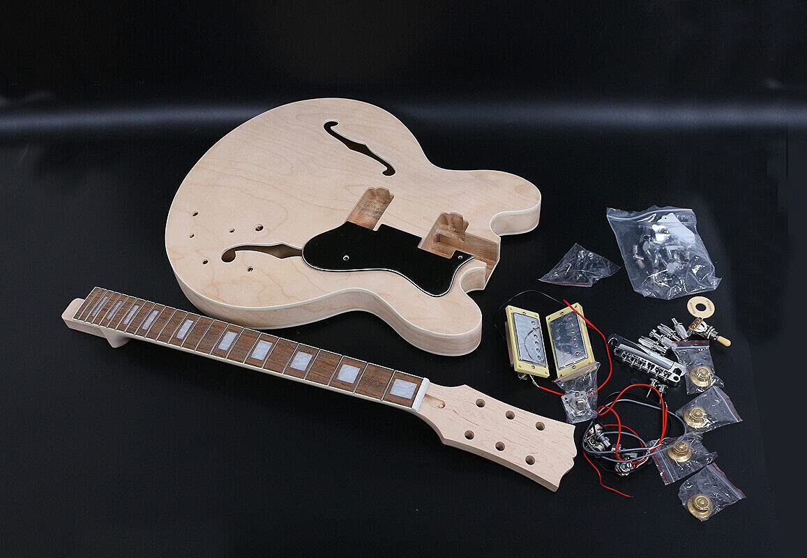 1set Guitar Kit ES335 Guitar neck 22fret 24.75inch Guitar Body Semi Hollow Body With Hardwares