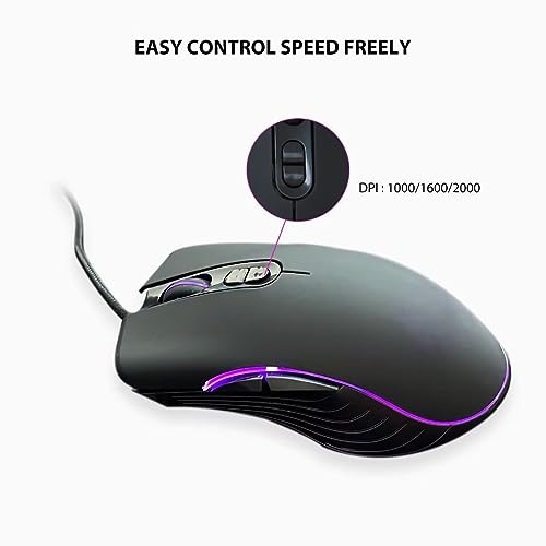 61 Keys RGB Backlit 60% Wired Gaming Keyboard and Mouse Combo, Quiet Ergonomic Waterproof Mini Compact 60 Percent Keyboard, for PC Mac PS4 Xbox Gamer, Typist, Travel