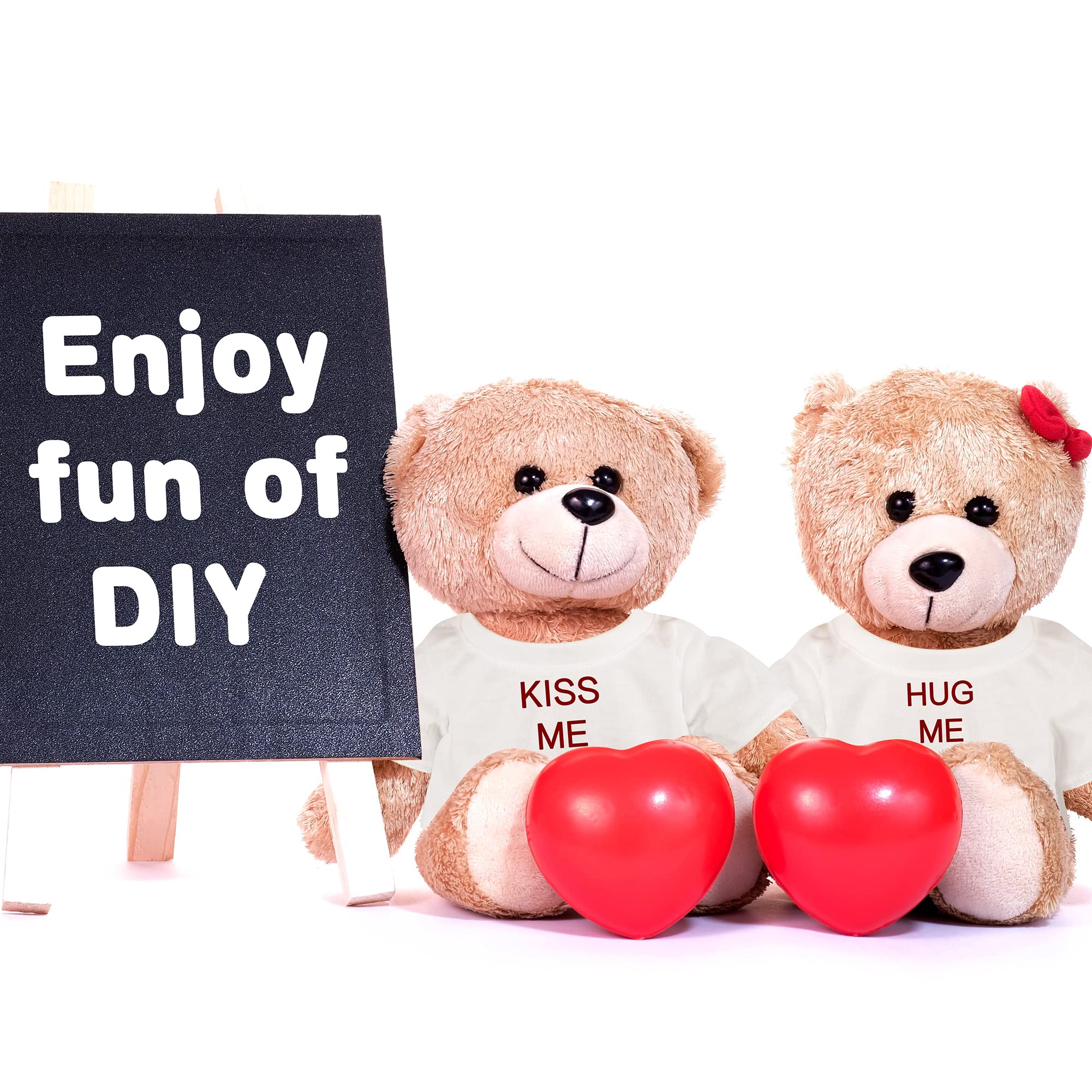 10 Pcs Stuffed Bear Tee Shirt Stuffed Animal Clothes Bear Basic Sublimation Blank T Shirt Classic Plush Bear T Shirt Easy to Wear Fit 14-18 Inches Stuffed Dolls (White)