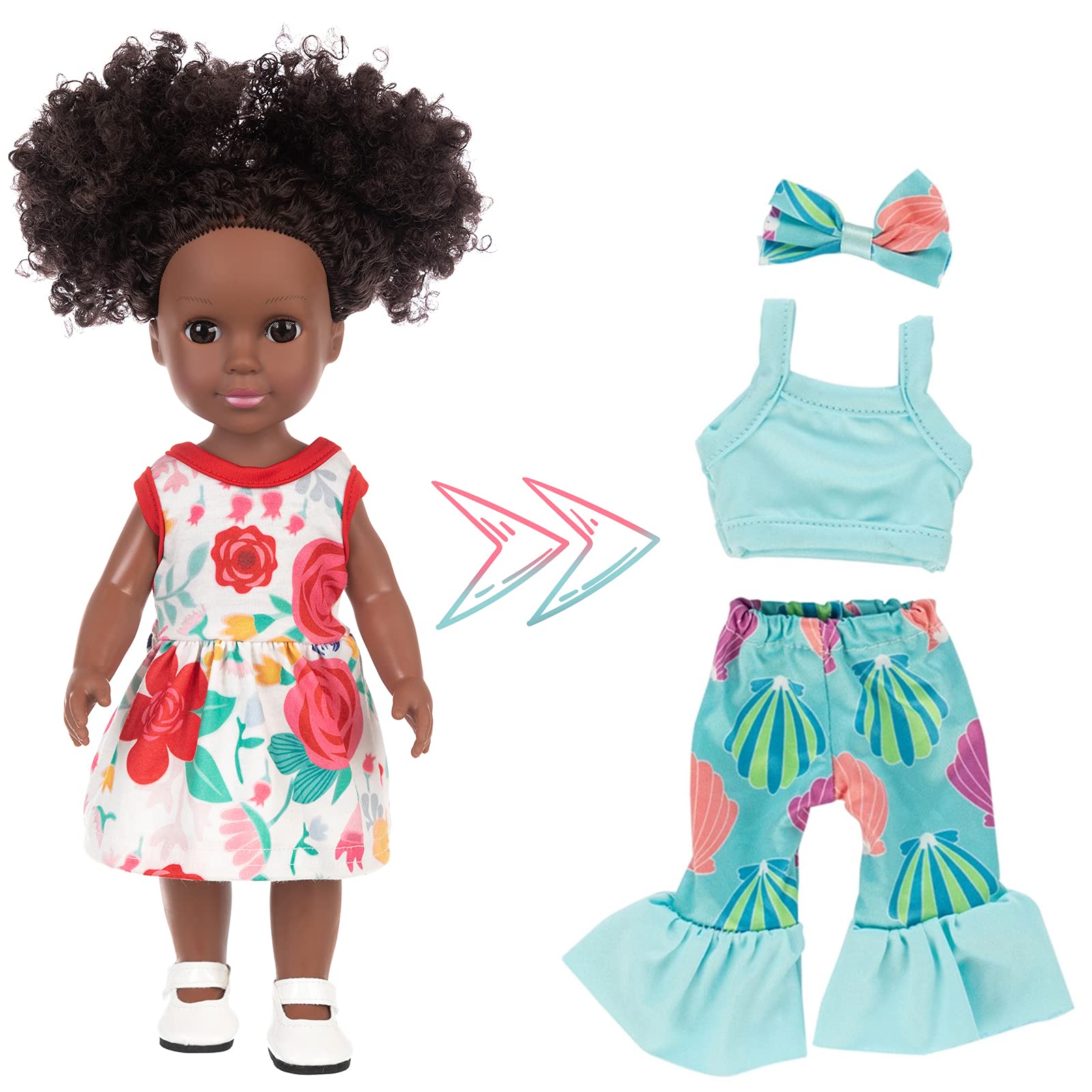 14.5 Inch Black Dolls and Black Baby Doll Clothes Accessories