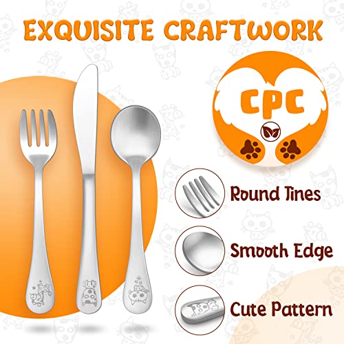 12-Piece Kid Silverware Flatware Set, HaWare Stainless Steel Toddler Preschooler Eating Utensils, Metal Cutlery for Self Feeding, Mini Flatware Set for Home Kitchen School, Healthy and Dishwasher Safe