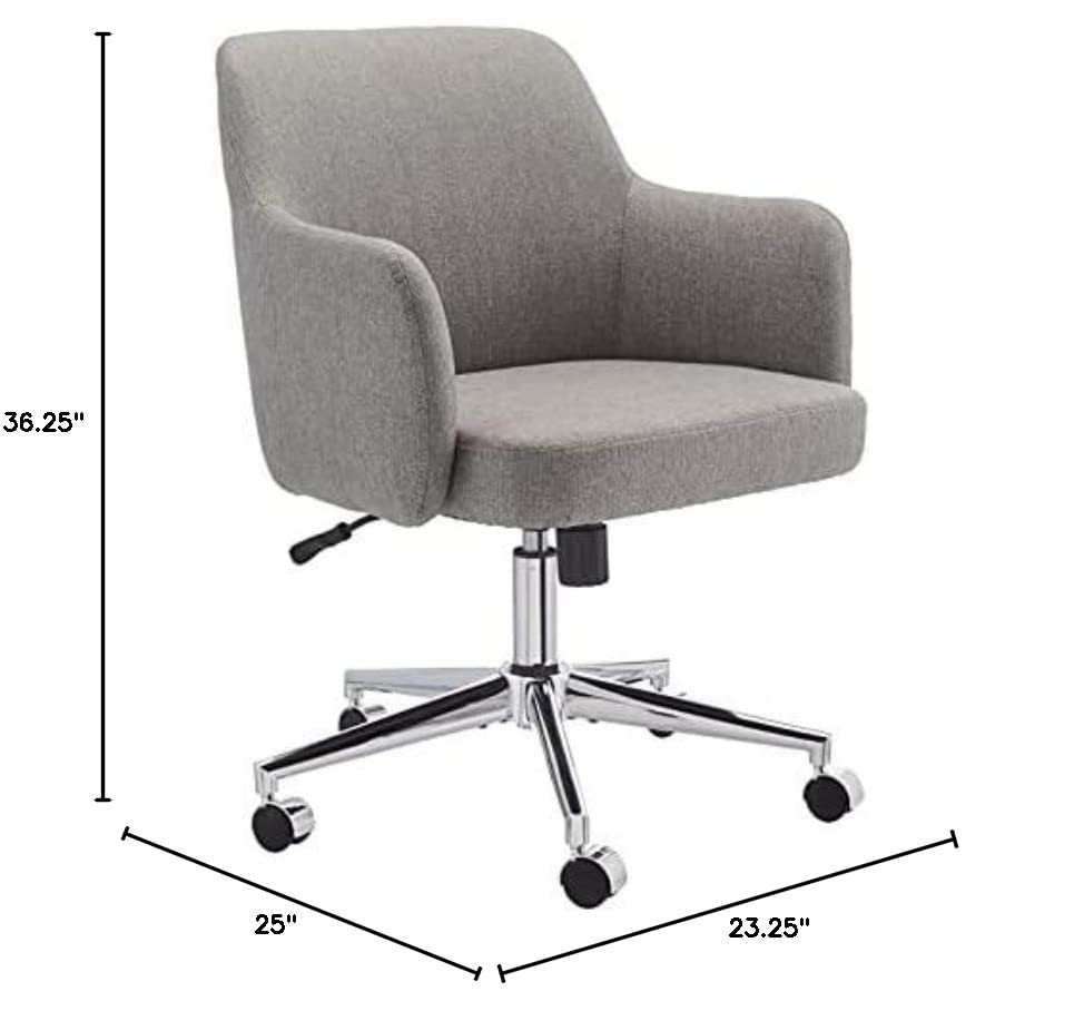 Amazon Basics Upholstered Home Office 360 Degree Swivel Rolling Desk Chair with Arms and Adjustable-Height - Light Gray, 25"D x 23.25"W x 36.25"H