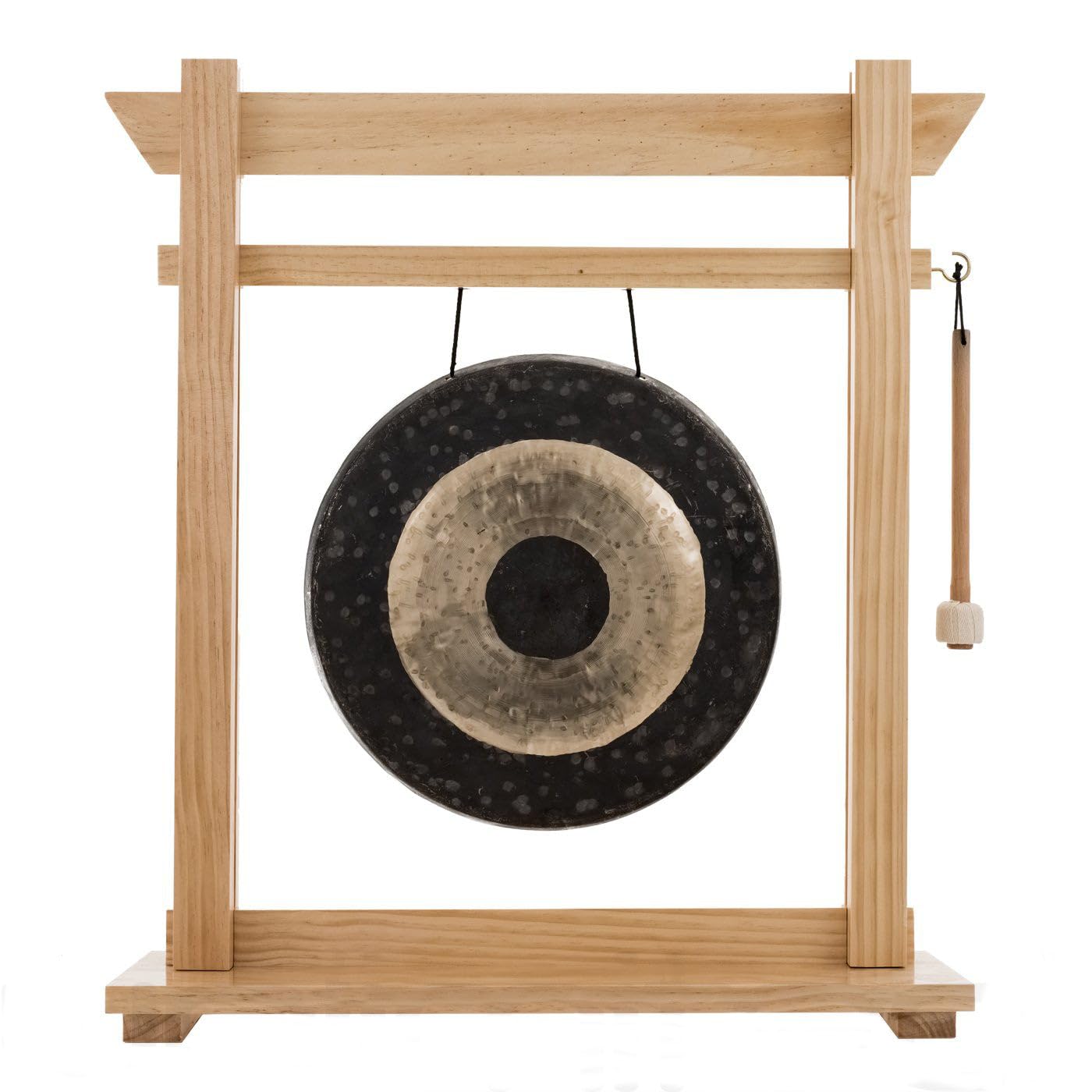 14" Gongs on the Moksha Joe Gong Stand - Pine - Includes Gong of Your Choice, Stand, & Mallet/Perfect for Meditation & Sound Healing/Traditional Chinese Bronze Gong