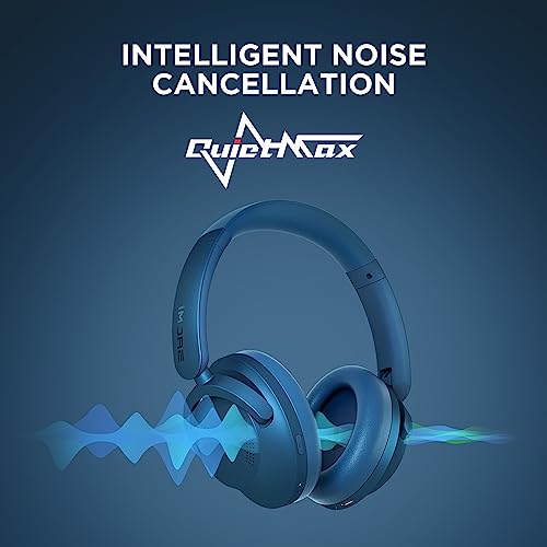 1MORE SonoFlow Active Noise Cancelling Headphones, Bluetooth Headphones with LDAC for Hi-Res Wireless Audio, 70H Playtime, Clear Calls, Preset EQ Via App, Blue