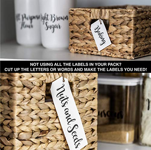 106 Pantry Labels Stickers by 7 Ruby Road for Kitchen Organization and Storage. Clear Water Resistant, Farmhouse Cursive Script for Food Canisters, Containers, Mason Jars for flour, sugar, coffee