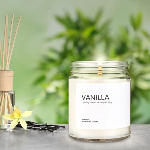 1OAK Soy Wax Scented Candles (Vanilla) - Soy Candles for Home Scented - Long Burning Candles Premium - Hand-Poured (9oz.)