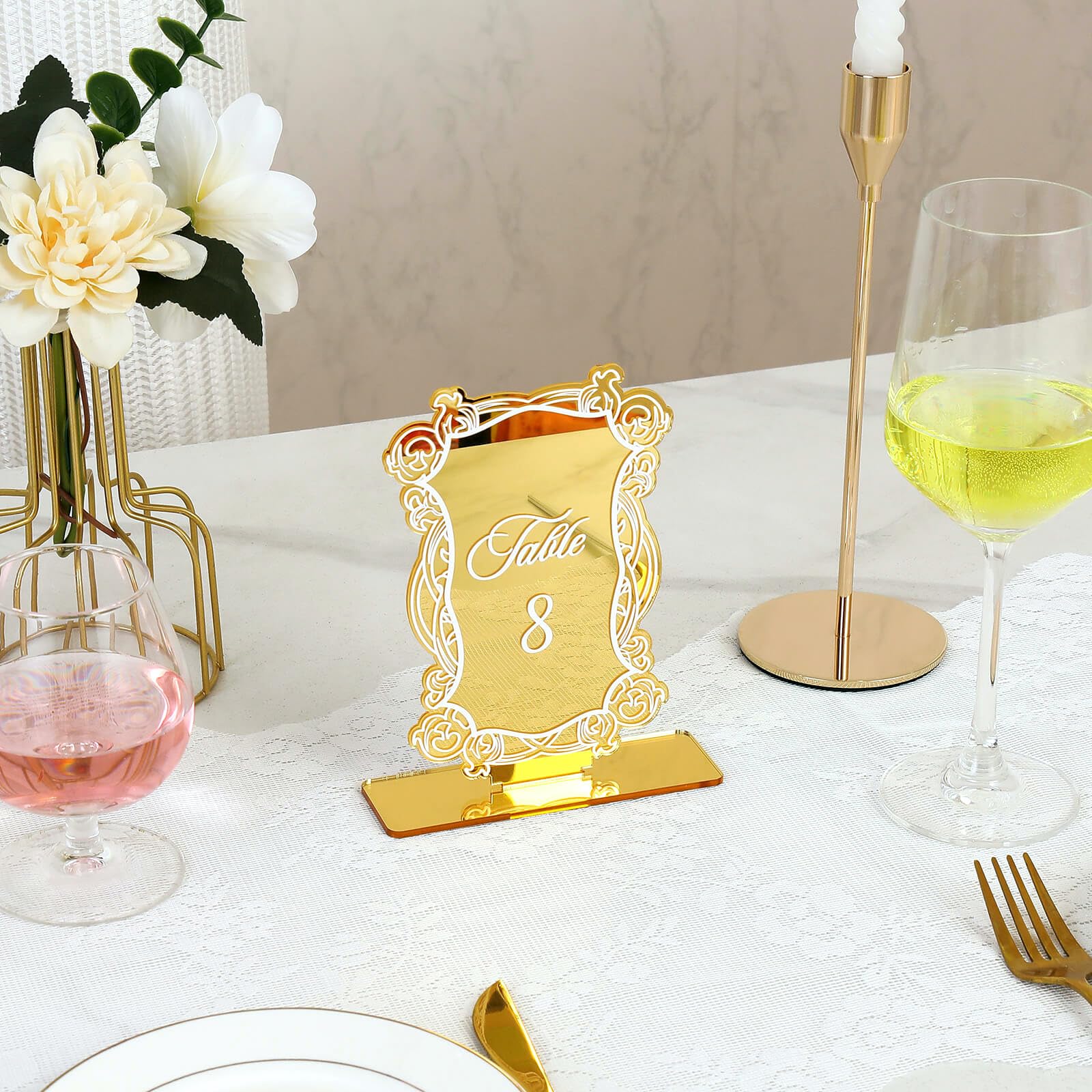 15 pcs Modern Arch Gold Table Numbers for Wedding Reception, Acrylic Signs and Holders ,Perfect for Centerpiece, Reception, Decoration, Party, Anniversary, Event(4x6 Inch)