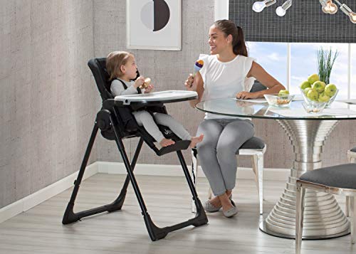 Jeep Classic Convertible 2-in-1 High Chair for Babies and Toddlers with Adjustable Height, Recline & Footrest - Dishwasher Safe Meal Tray, Midnight Black