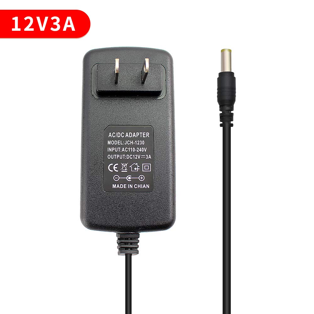 12V 3A Power Supply Adapter, Yetaida Wall Mounted AC 110-240V to DC 12V Transformers, Switching Power Supply for 12V LED Strip Lights,12 Volt 3 Amp Power Adaptor with 5.5 x 2.5mm US Plug