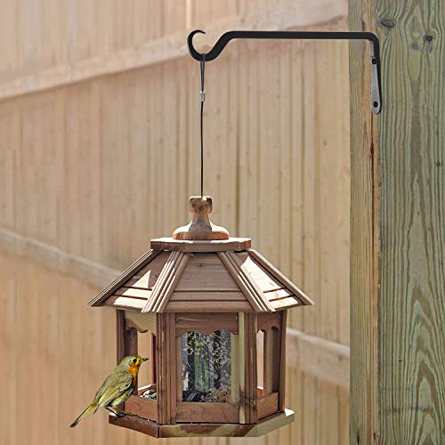 4 Pack Premium Forged Wall Hook, Sturdy Hanging Plant Bracket, Elegant Hook for Bird Feeders, Planters, Lanterns, Wind Chimes Indoor Outdoor, Upgrade Black, 12 Inch.