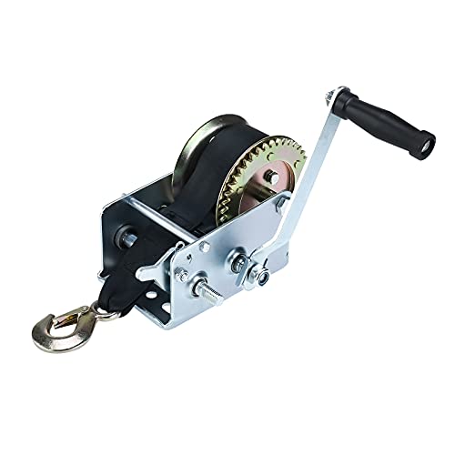 8MILELAKE Heavy Duty 2500lbs Hand Winch Crank Strap Gear Winch for Trailer Boat ATV