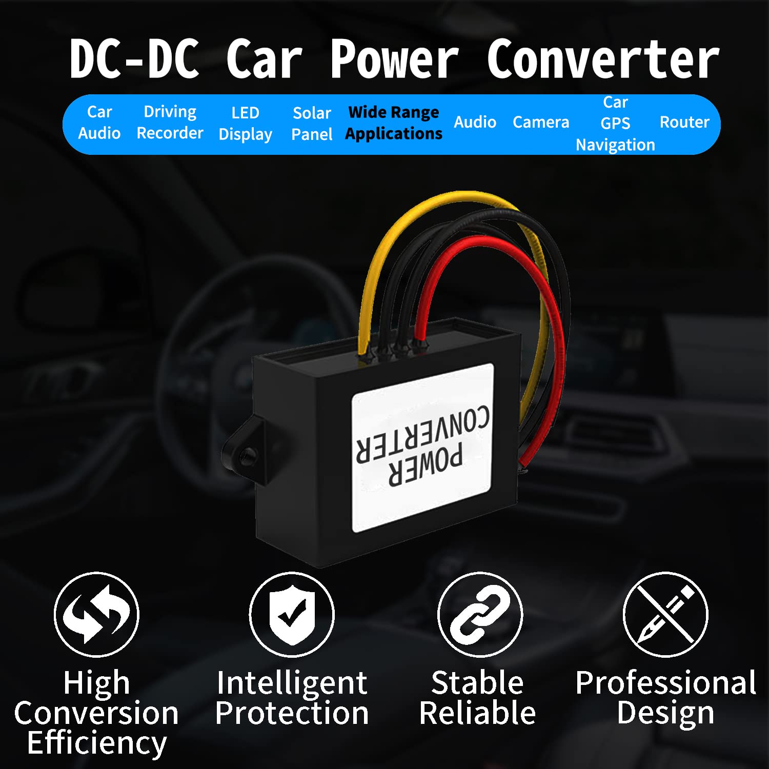 24V to 12V Step Down Converter 15~40Vdc to 12Vdc 0~10A MAX 0~120W Adaptive DC to DC Buck Converter Transformer Module Regulator Waterproof Car Power Supply(15~40V Input/12V 0~10A MAX Adaptive Output)