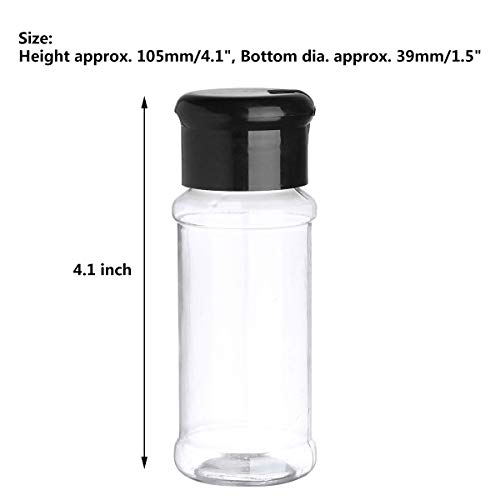 Aislor 10 Pack 100ml Plastic Spice Jars Bottles Containers with Black Cap – Perfect for Storing Spice, Herbs and Powders Black One Size