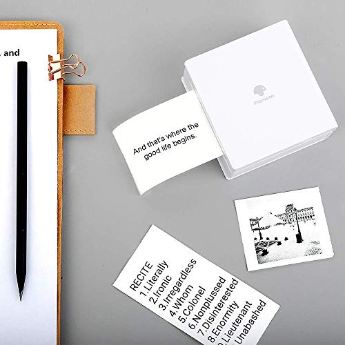 Phomemo M02 Mini Printer- Bluetooth Thermal Photo Printer with 3 Rolls Colorful Sticker Paper, Compatible with iOS + Android for Plan Journal, Study Notes, Art Creation, Work, Gift,White
