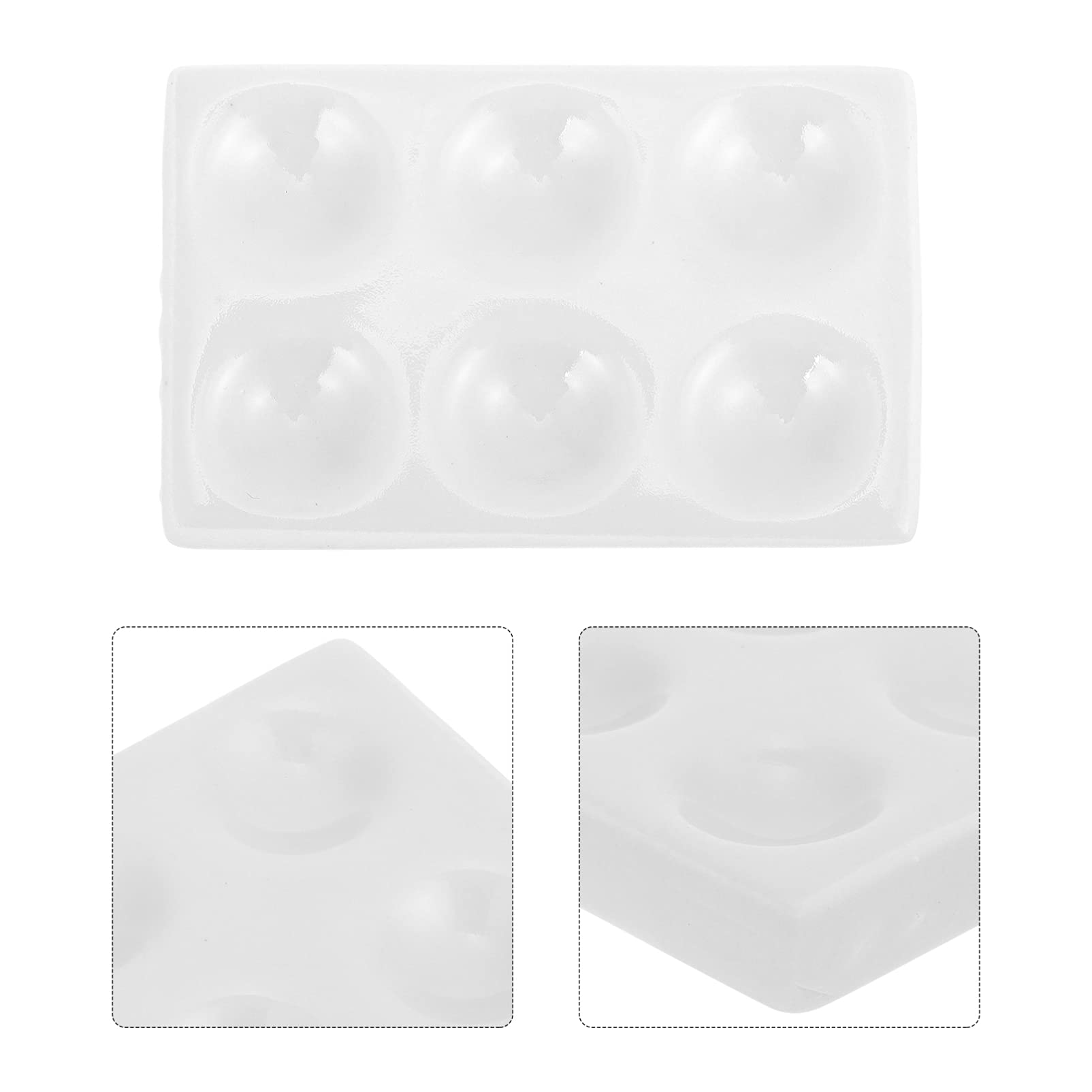 Baluue Depressions Porcelain Spot Plate 6 Wells Scientific Ceramic Spotting Reaction Plate for Laboratory Experiment Chemical Testing White