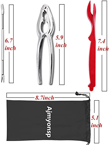Ajmyonsp 8Pack Seafood Tools Set Crab Crackers Nut Cracker and Picks - 4 Crab Leg Forks 2 Stainless Steel Lobster Crackers 2 Shellfish Sheller Knife & Dishwasher Safe