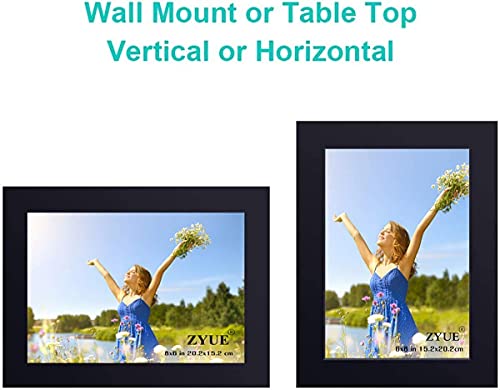 ZYUE 6x8 inch Picture Frame Made of Wood and High Definition Plexi Glass for Wall Mounting and Table Top Display Photo Frame Black
