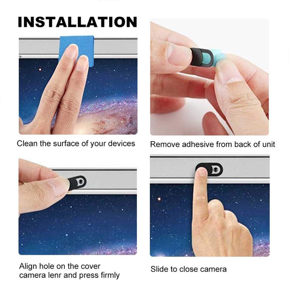 NMEGOU Metal Webcam Cover Slide, Shutter Magnet Slider Camera Cover for Web Cam iPhone PC Laptops Tablet Phone Lens Protect Privacy Sticker (Black-3pcs)