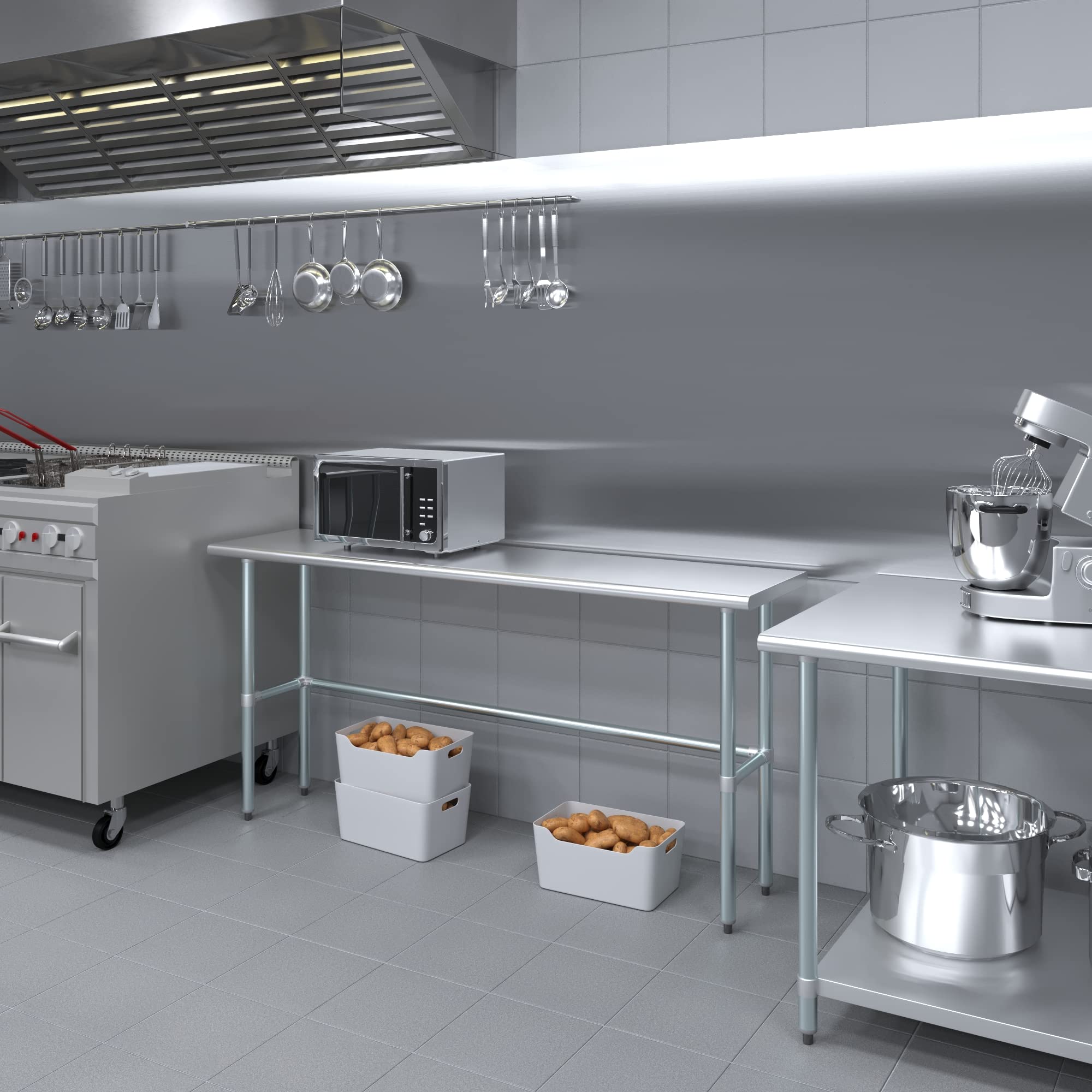 18 in. x 60 in. Open Base Stainless Steel Work Table | Residential & Commercial | Food Prep | Heavy Duty Utility Work Station | NSF